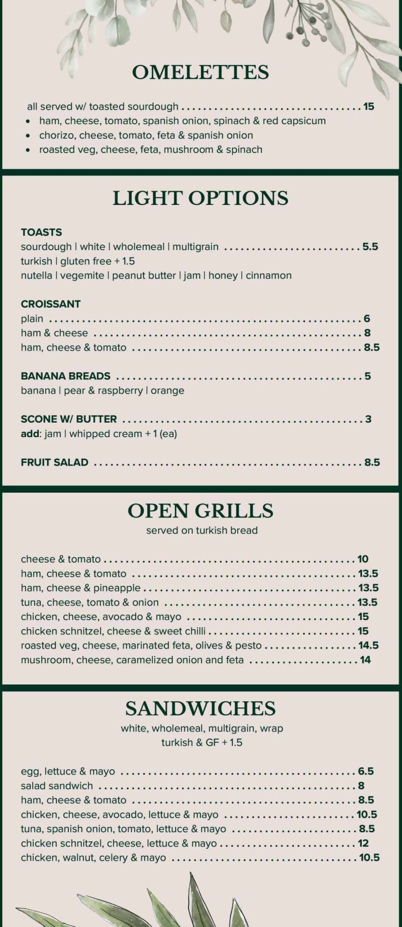 Menu – Little Bean Cafe