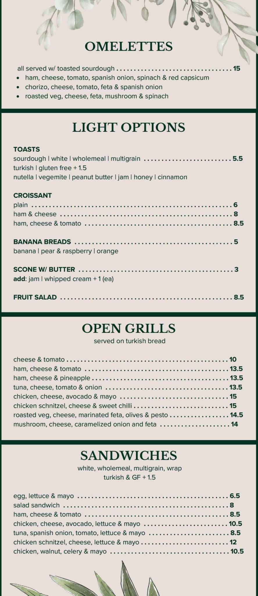 Menu – Little Bean Cafe