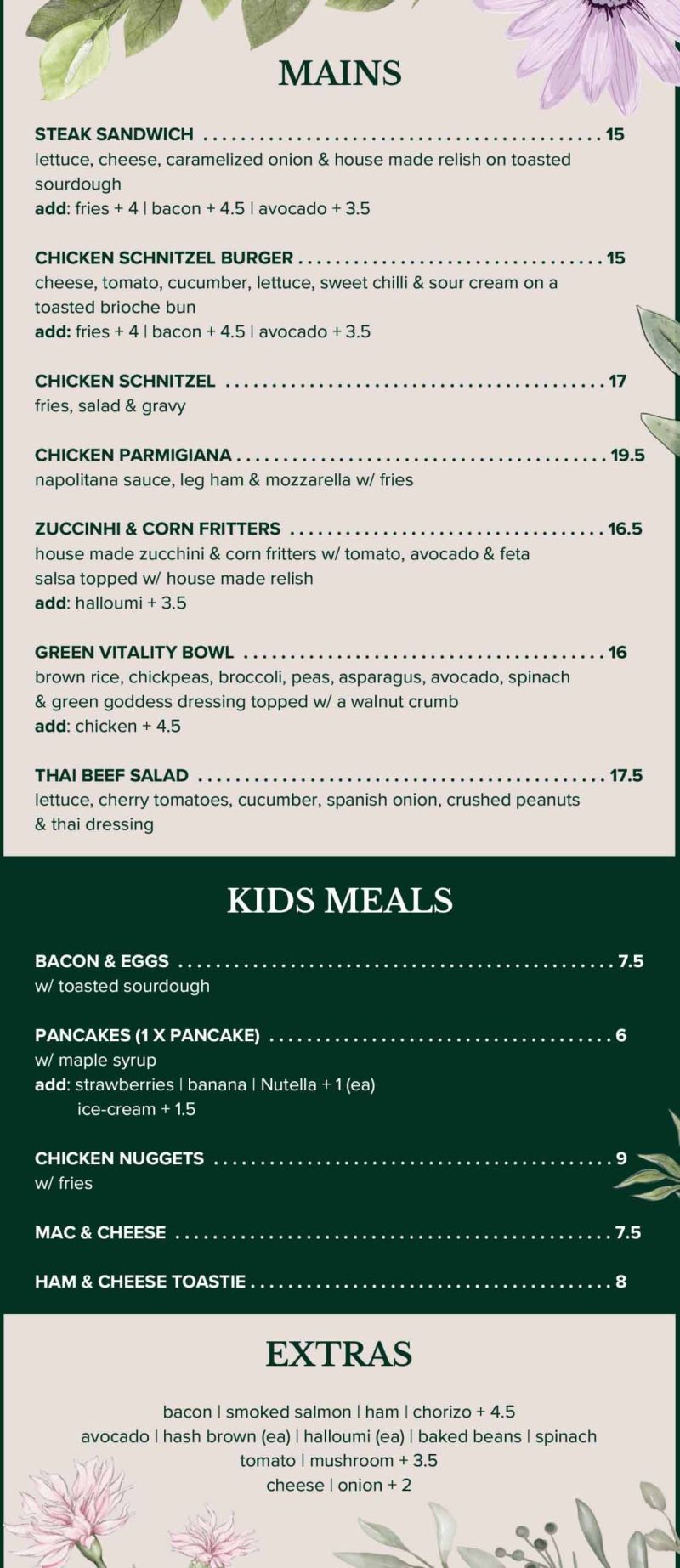 Menu – Little Bean Cafe
