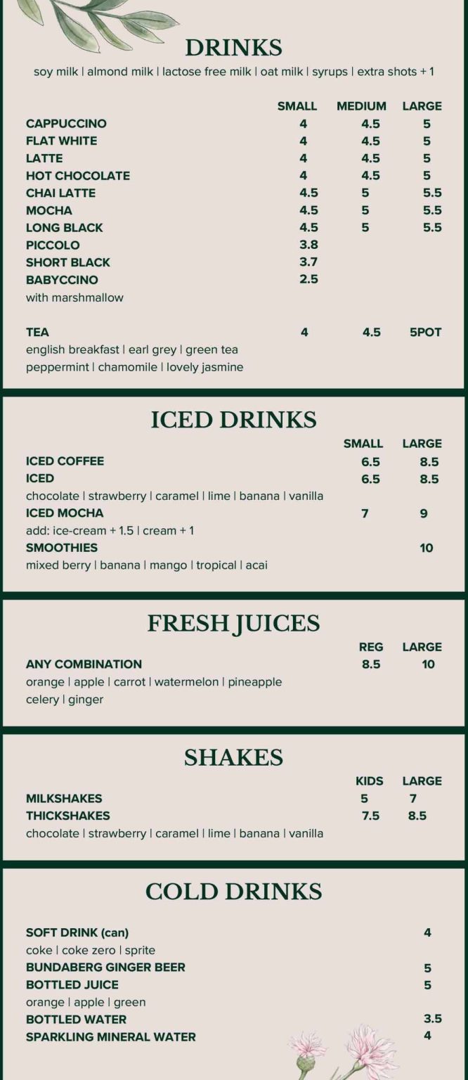 Menu – Little Bean Cafe